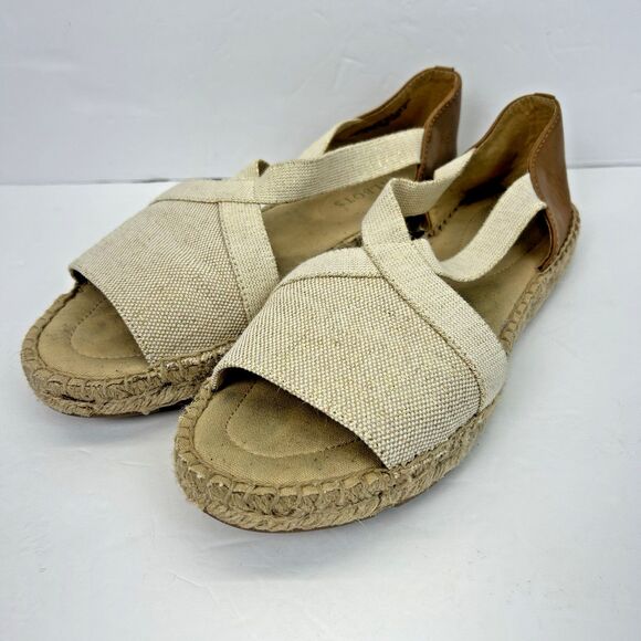 Talbots | Shoes | Talbots Illysa Espadrilles Sandals Flats Cream Tan ...